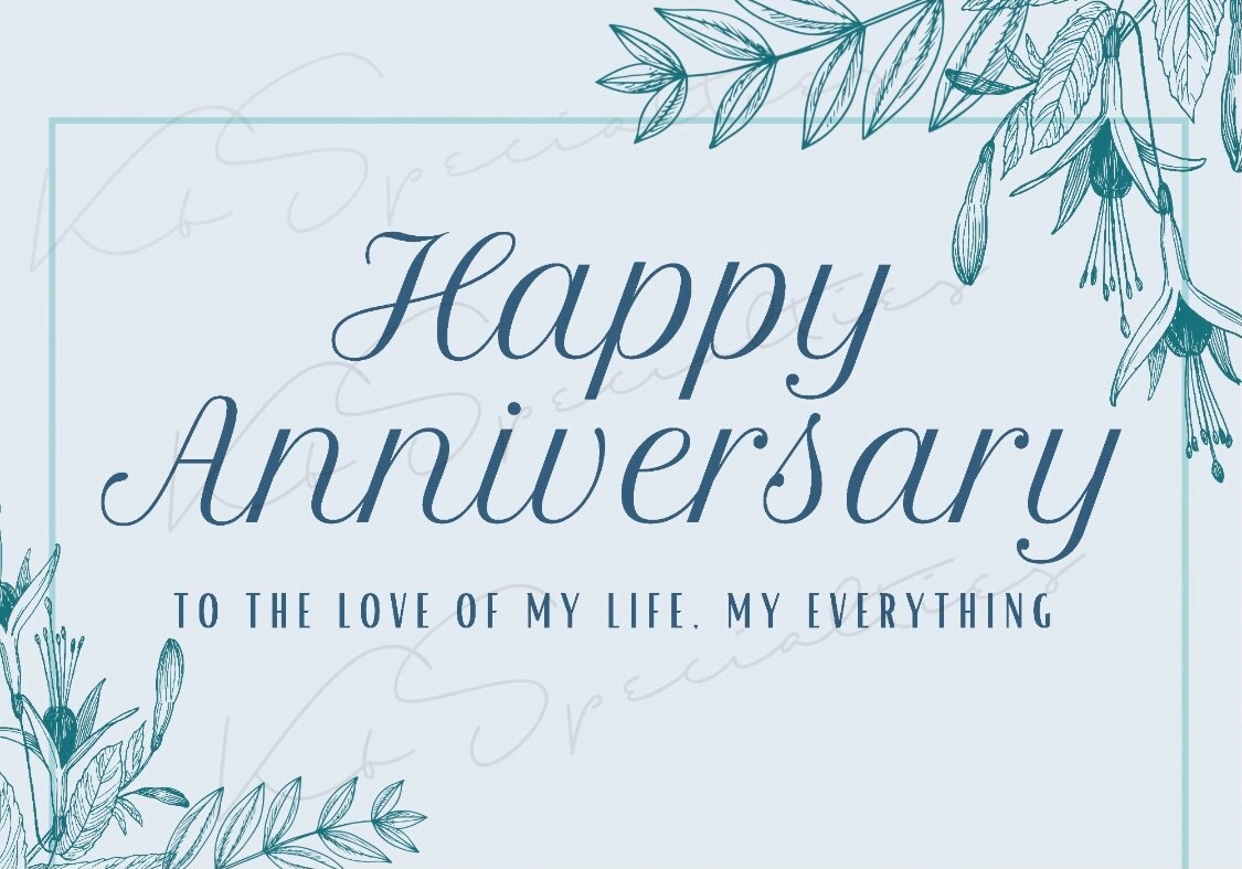 Anniversary Card - Printable Digital Document Download - Floral Classic ...