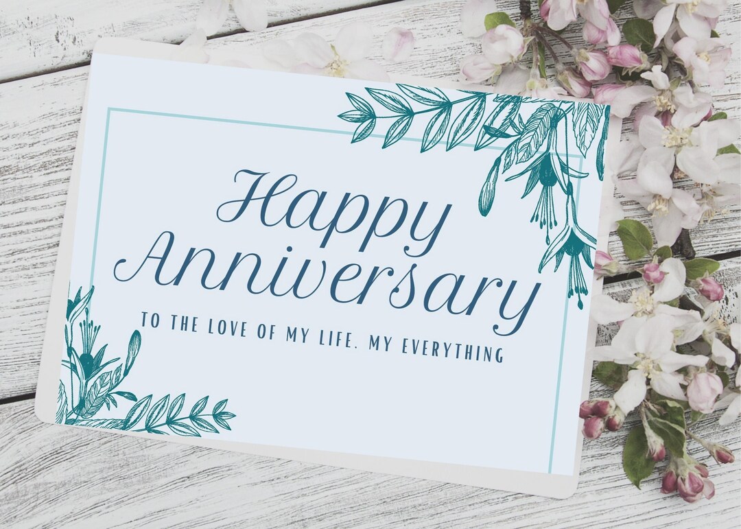 Anniversary Card - Printable Digital Document Download - Floral Classic ...