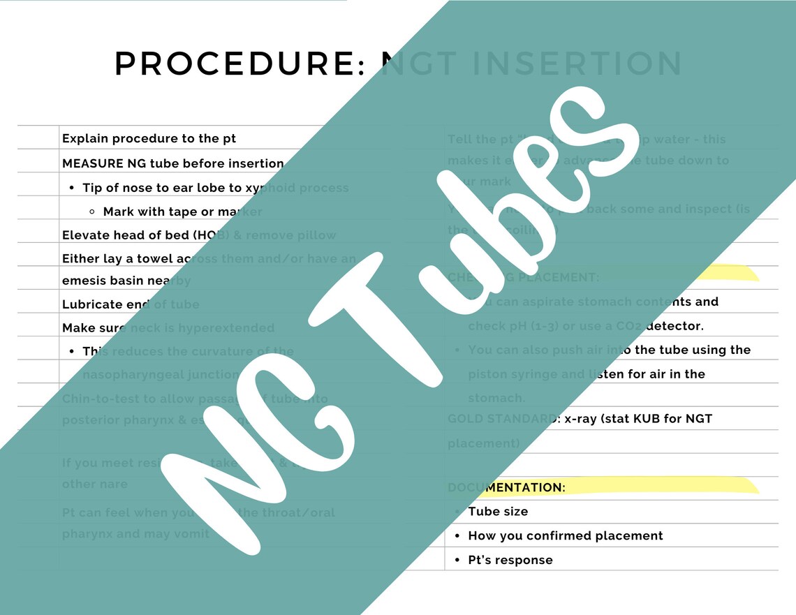 Nasogastric Tube Notes - Etsy