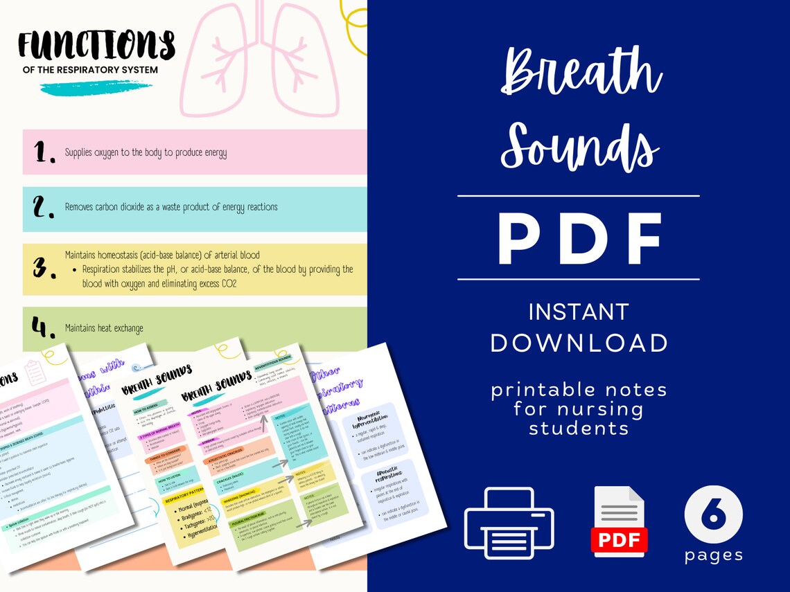 Breath Sounds & Respiratory Patterns - Etsy
