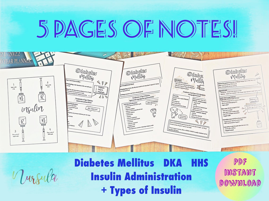 Diabetes and Insulin Notes + Coloring Pages Bundle - Etsy