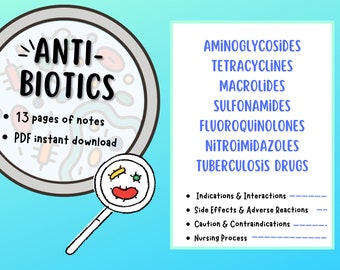 Nursing Pharmacology Antibiotics Bundle Immune System Study Guide 7 ...