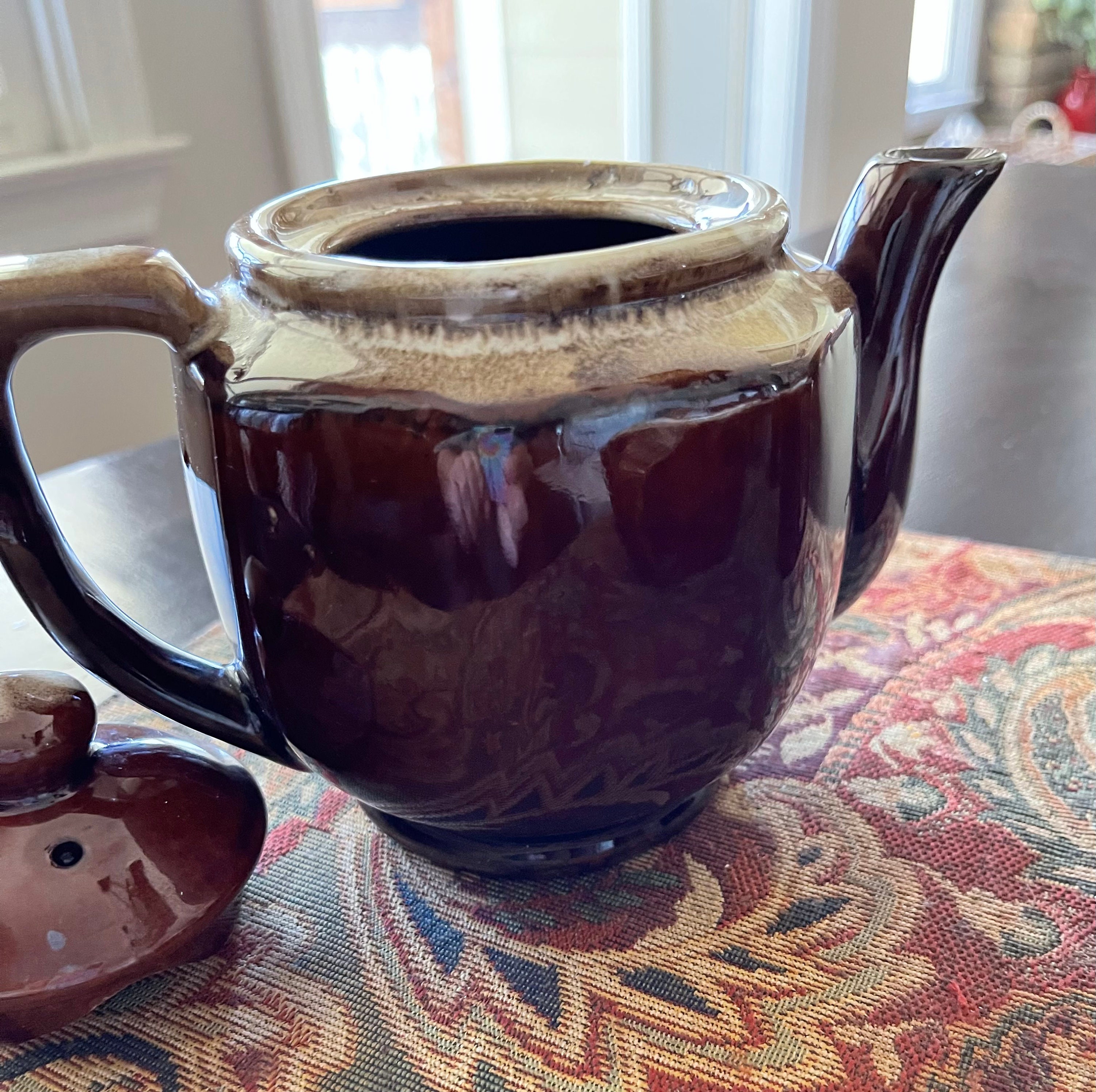 Mccoy Brown Drip Teapot With Set of Four Mugs - Etsy