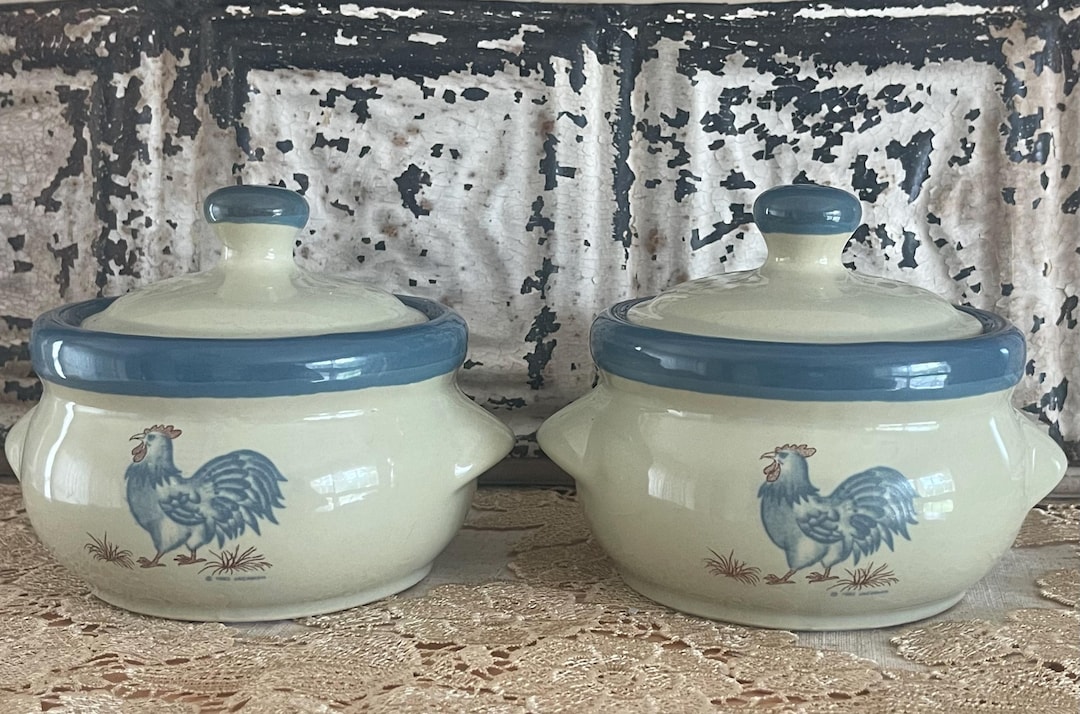 Vintage Jacaman Blue Rooster Soup Crock With Lid - Etsy