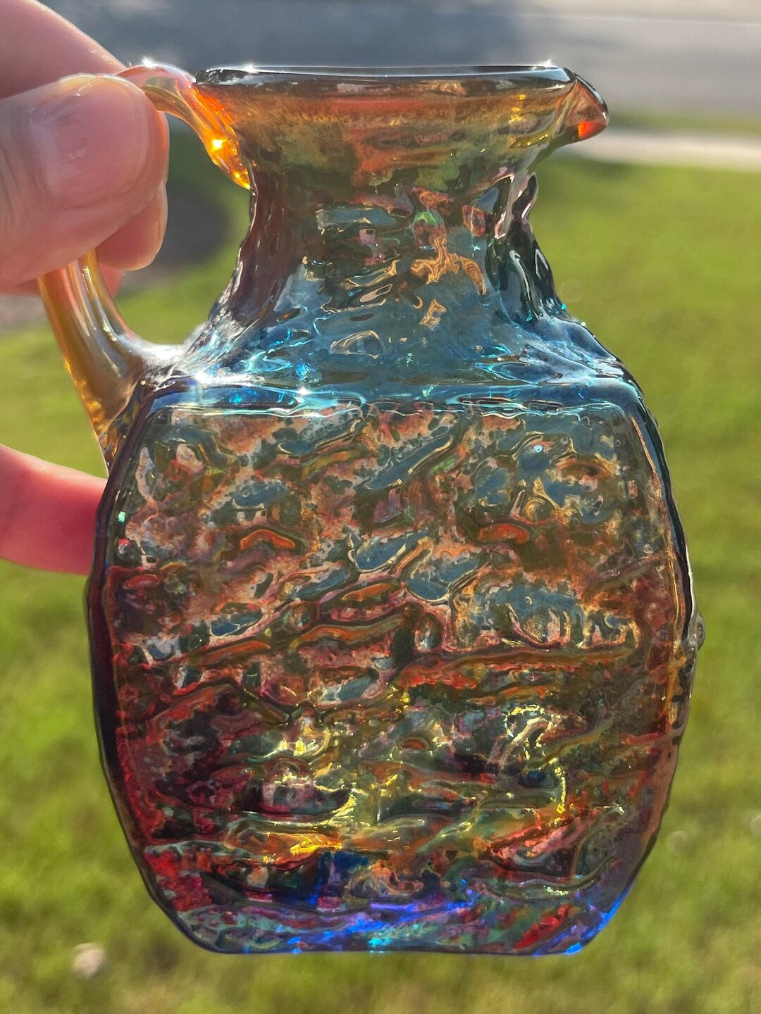 Pilgrim Square Art Glass Nugate Rock Small Crystal Pitcher - Etsy