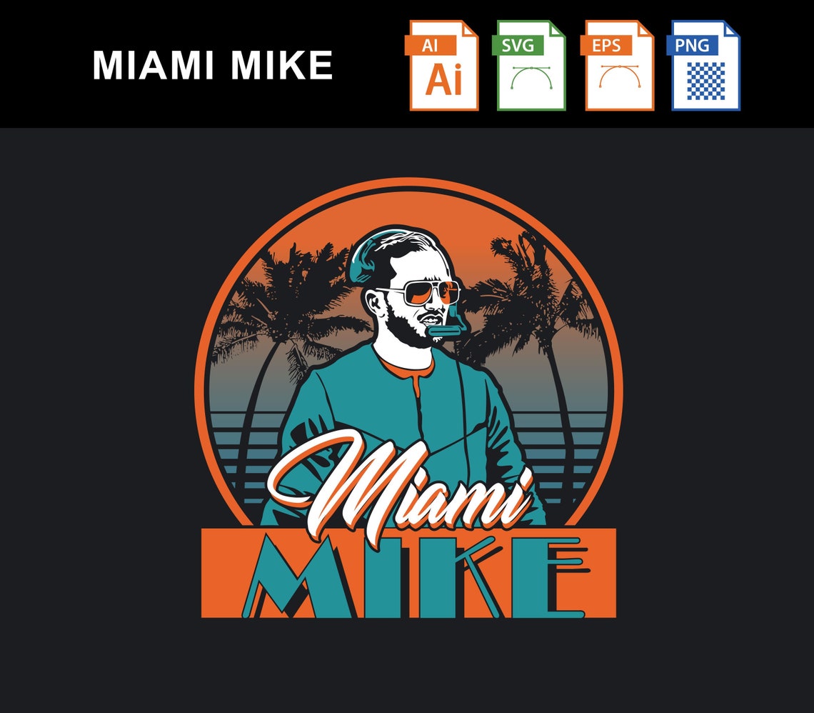 Miami Mike Vector Cut File for Cricut Silhouette Eps Ai Png Svg Dxf Pdf ...