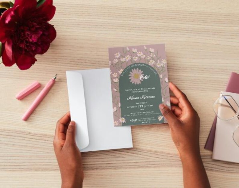 Wildflower Birthday Invitation - Edit in Canva - Digital Download - Etsy