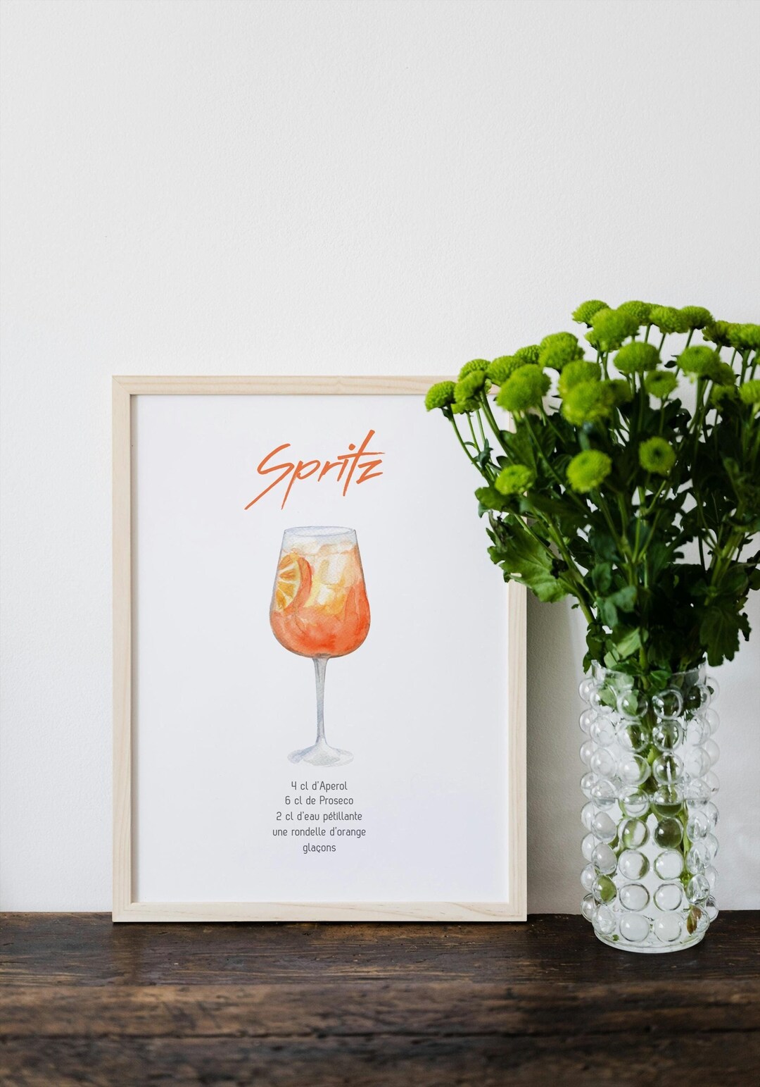 Spritz Cocktail Illustration Print Poster. Kitchen , Bar or Restaurant ...