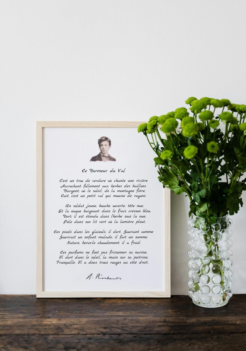 Printed Poster of a Magnificent Poem by the Famous French Poet Arthur ...