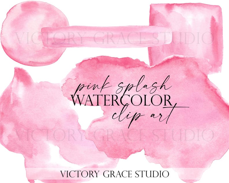 Pink Watercolor Splash Watercolor Digital Clipart, Pink Shapes ...