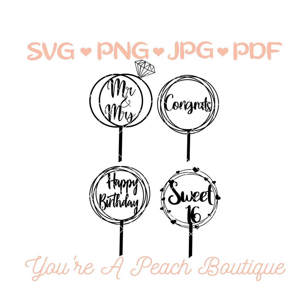 Cake Toppers SVG Set! - Etsy
