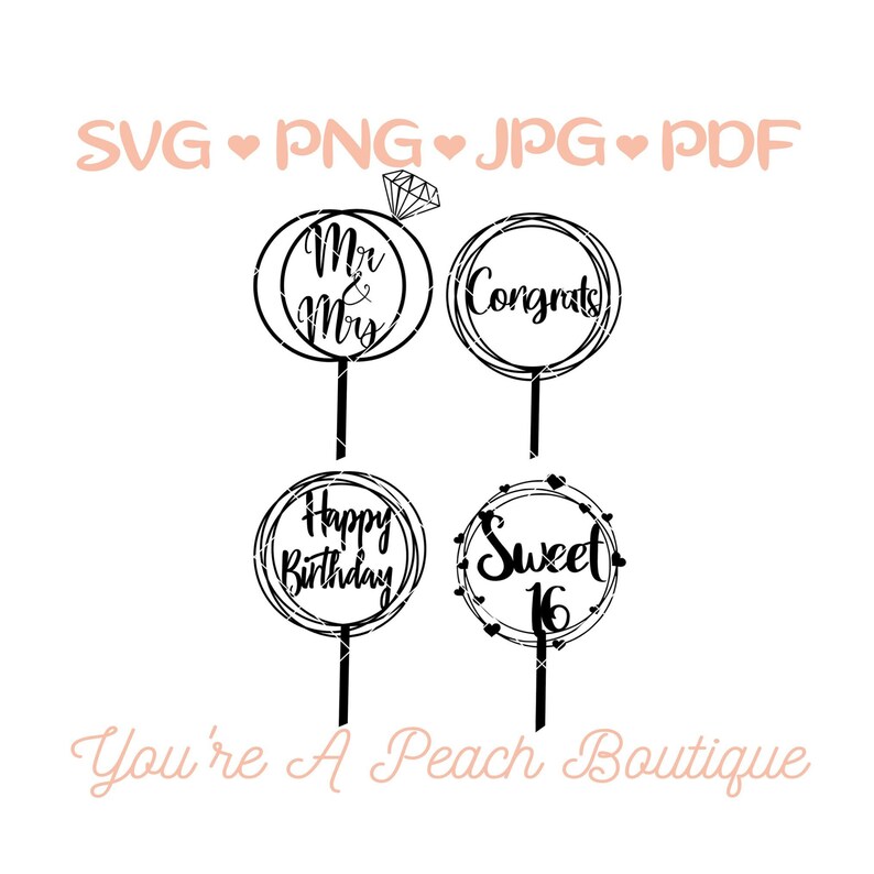 Cake Toppers SVG Set! - Etsy