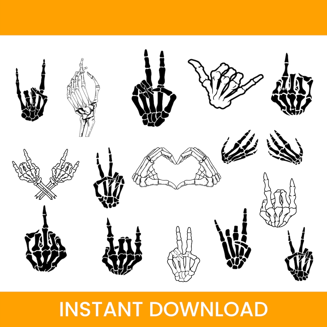 Skeleton Hands SVG Skull Skeleton Hand Middle Finger Peace - Etsy UK
