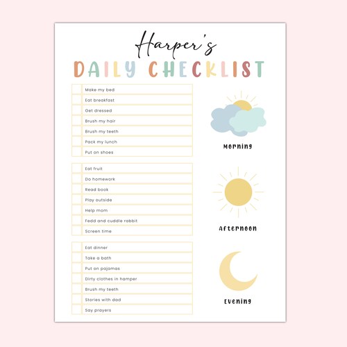 Printable Chore Chart for Teens Customizable - Etsy
