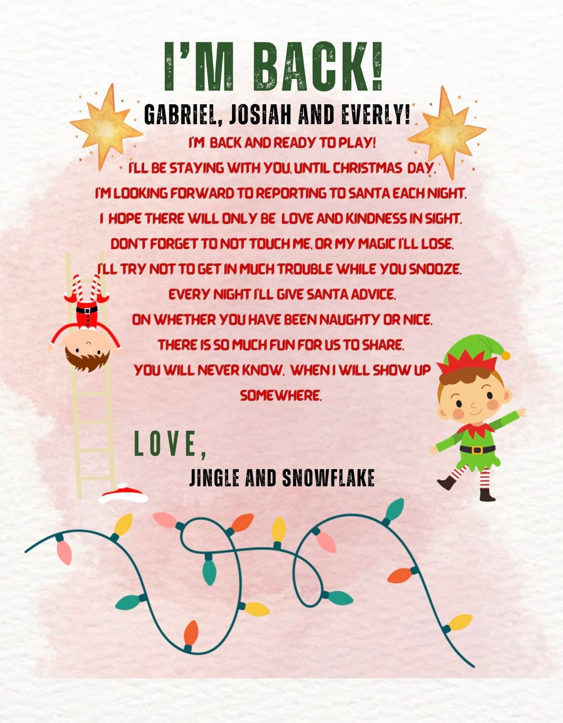 ELF WELCOME LETTER - Etsy