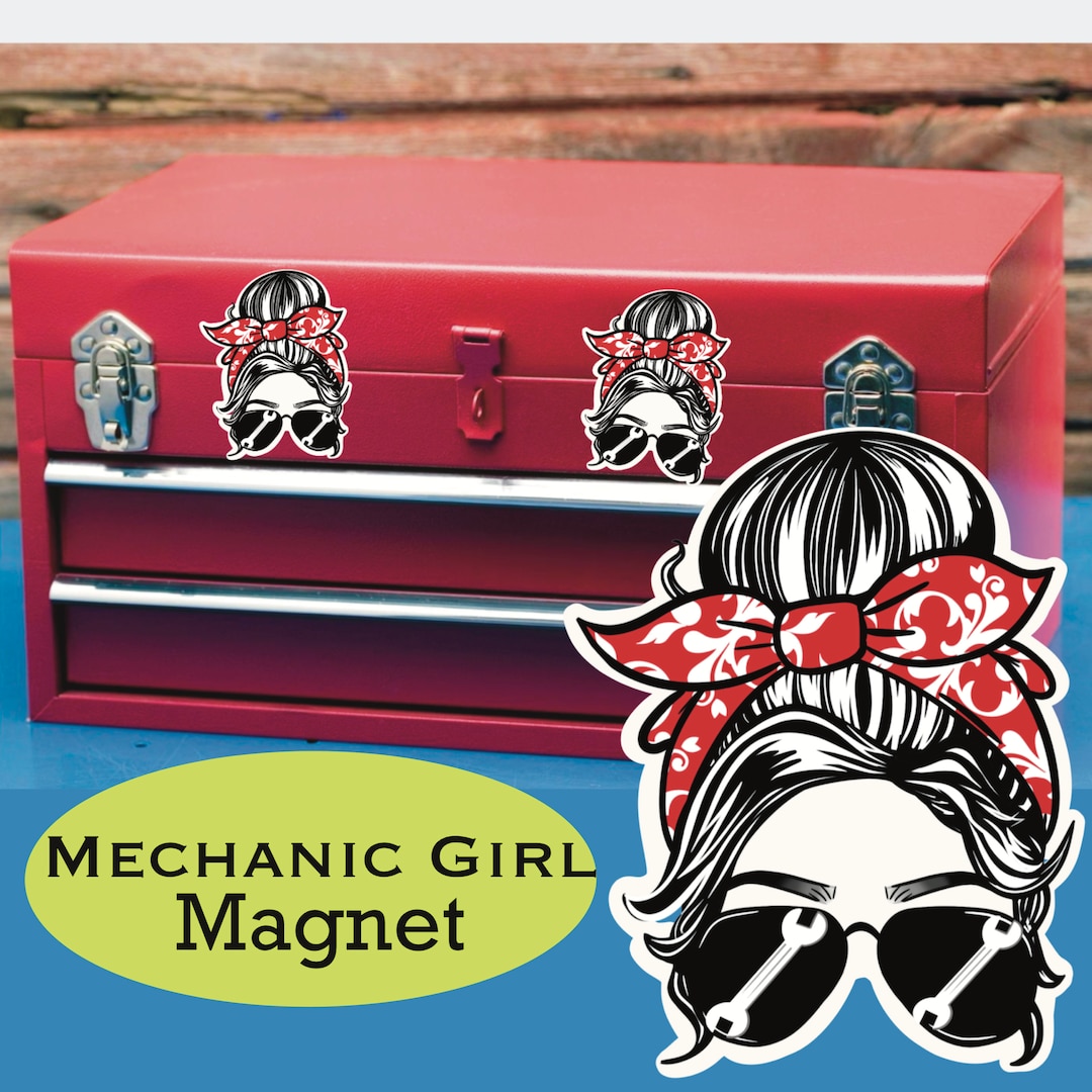 Mechanic Girl Magnet for Toolbox. Woman Mechanic Magnet. Girl With a ...