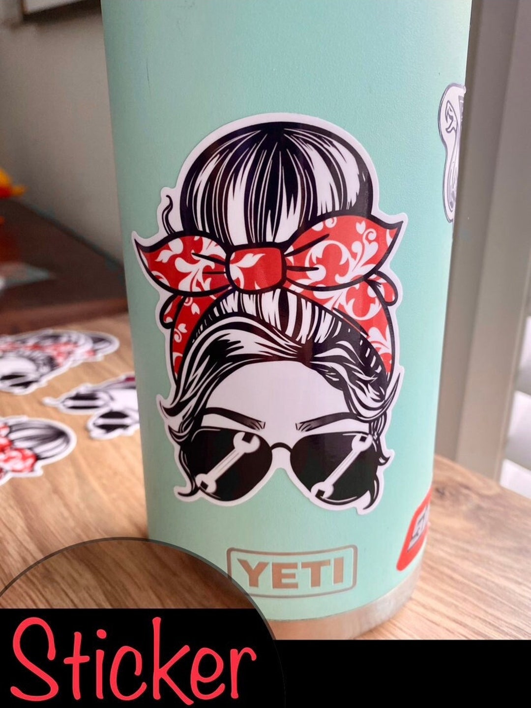 Mechanic Girl Sticker. Woman Mechanic Sticker. Messy Bun With Bandana ...