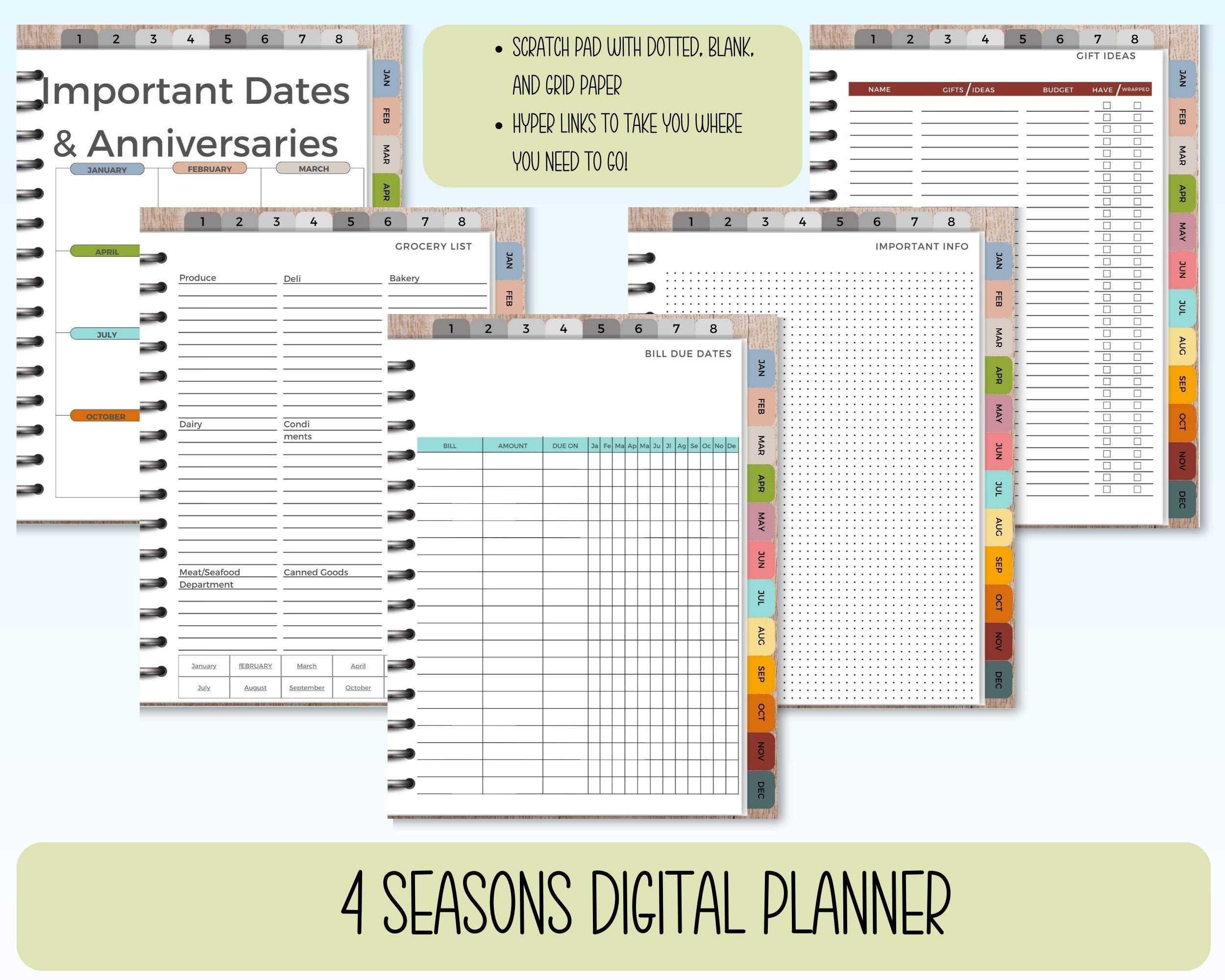 Four Seasons Digital Planner Printable Goodnotes 2024 Dated and Undated ...