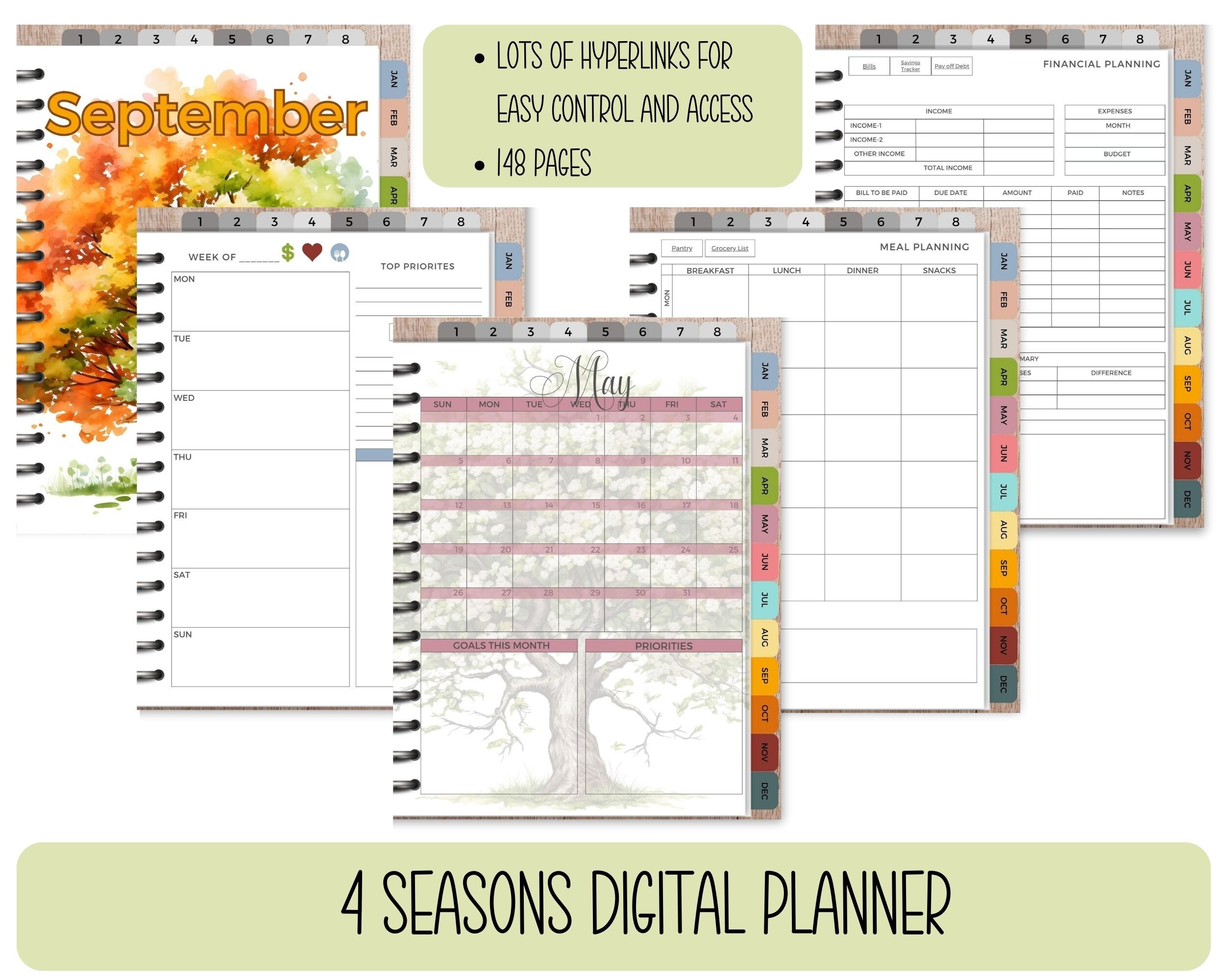 Four Seasons Digital Planner Printable Goodnotes 2024 Dated and Undated ...