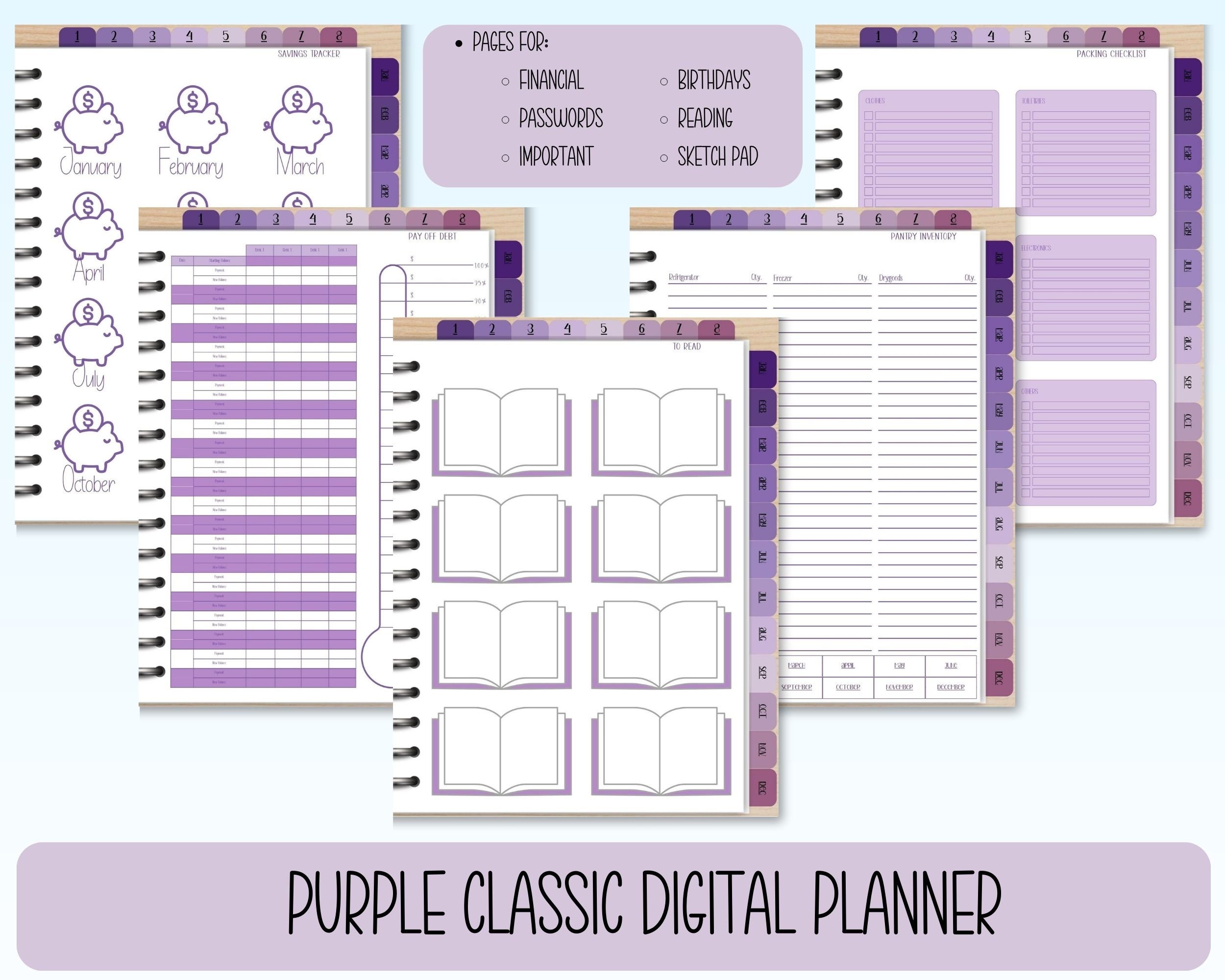 Purple Marble Digital Planner Printable Goodnotes 2024 Dated Organizing ...