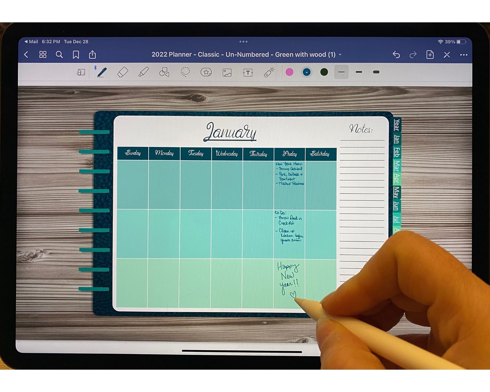 Classic Digital Planner, Un-numbered, Yearly Glance, Month at a Glance ...