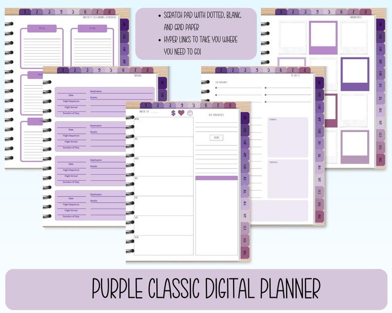 Purple Marble Digital Planner Printable Goodnotes 2024 Dated Organizing ...
