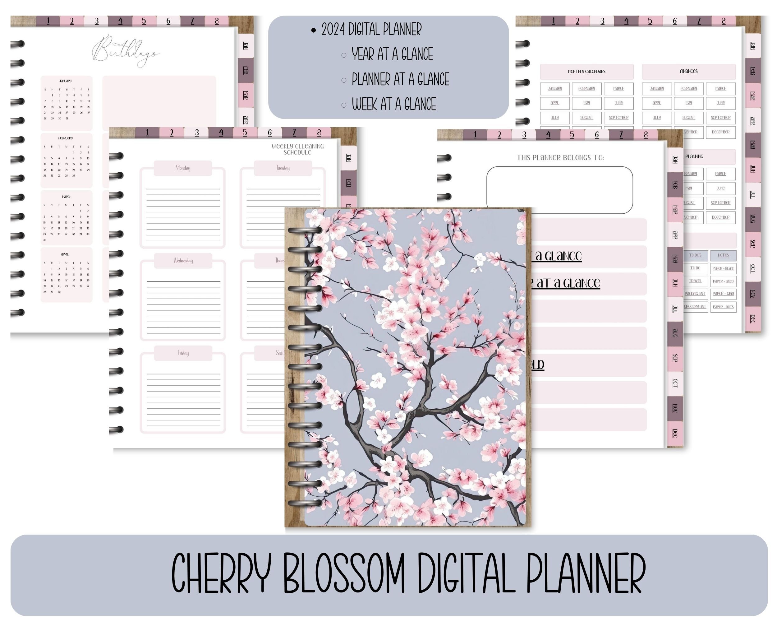 Cherry Blossom Digital Planner Printable Goodnotes 2024 Dated and ...
