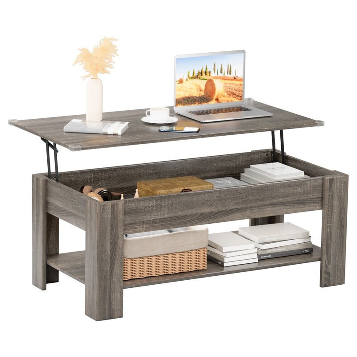 Modern Living Room Lift Top Coffee Table With Storage Light | Etsy