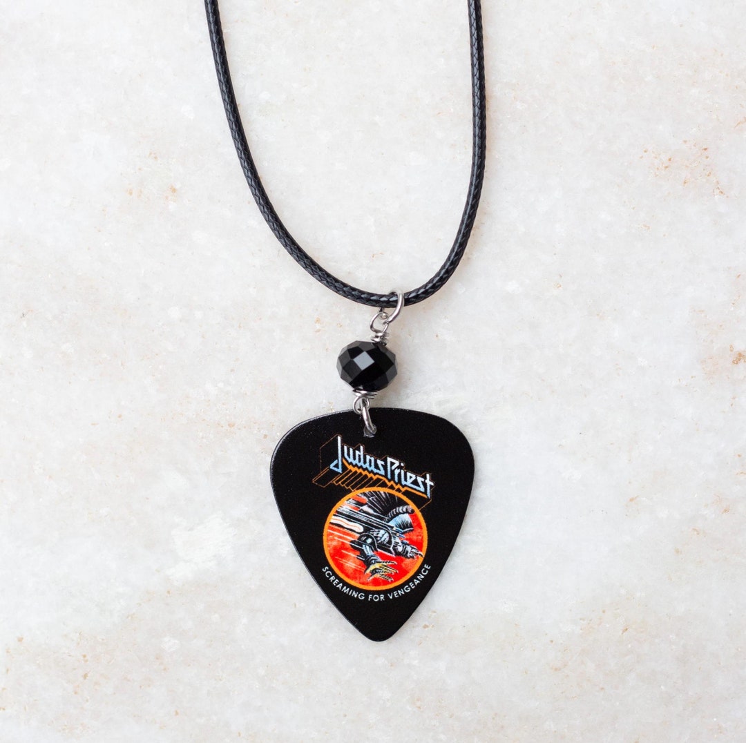 Judas Priest Guitar Pick Necklace, Rock Band Jewelry - Etsy