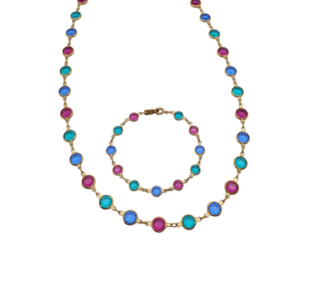 Swarovski Multi Color Bezel Set Crystal Necklace Bracelet - Etsy