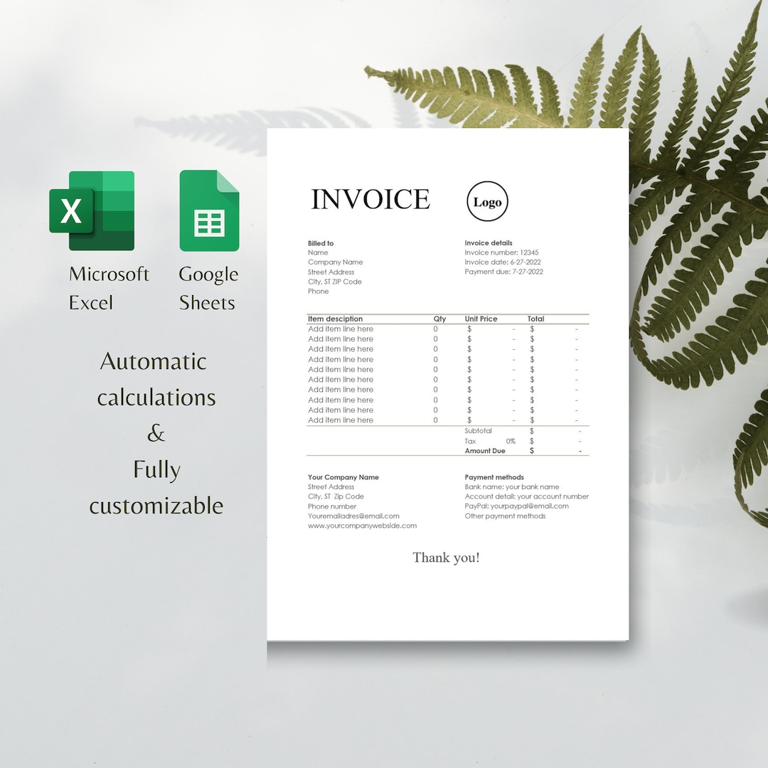 Modèle de facture, Google Sheets, Modèle Google Sheets, Modèle de ...