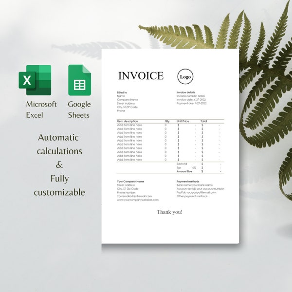 Invoice Template Editable PDF/ Word/ Googledocs/ Googlesheets Template, Customizable ...