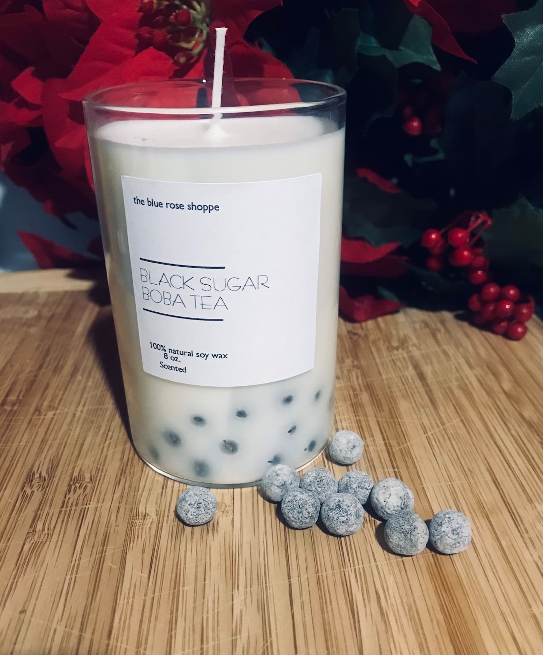 Boba Tea Bubble Tea Candle Real Black Sugar Tapioca Beans 8 Oz - Etsy