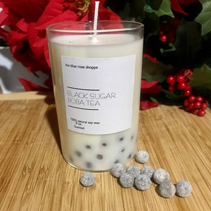 Boba Tea Bubble Tea Candle Real Black Sugar Tapioca Beans 8 Oz Soy Wax ...