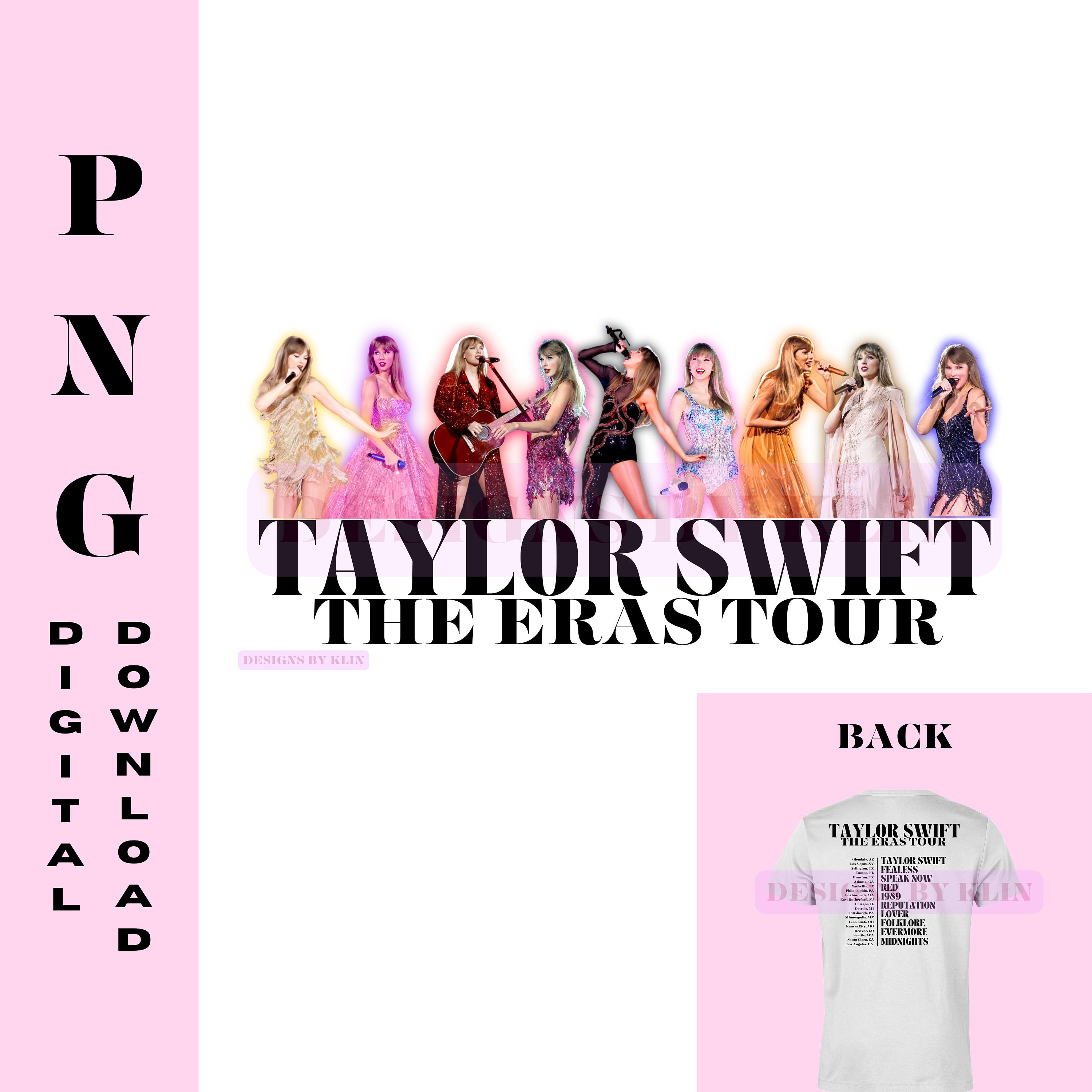 Taylor Swift the Eras Tour Graphic Front and Back PNG DTF Sublimation ...