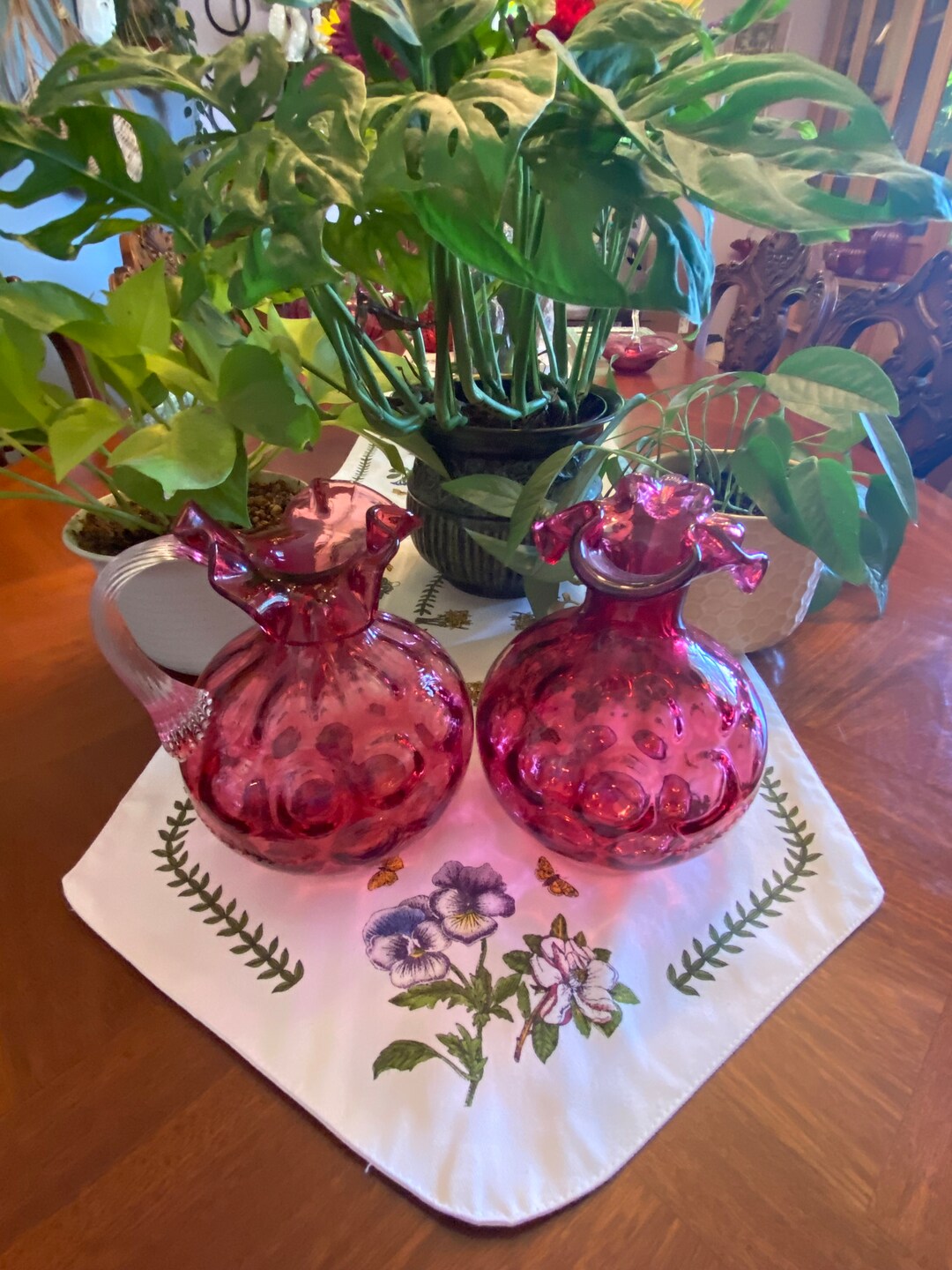 Fenton Coin Dot Cranberry Glass Pitchers - Etsy
