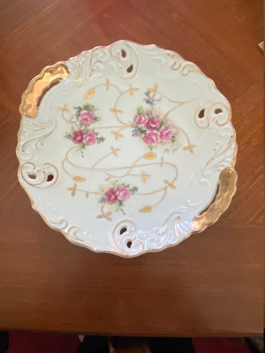 Hand Painted Flowers With Gilt Kalk East German Porcelain Dish/trinket ...