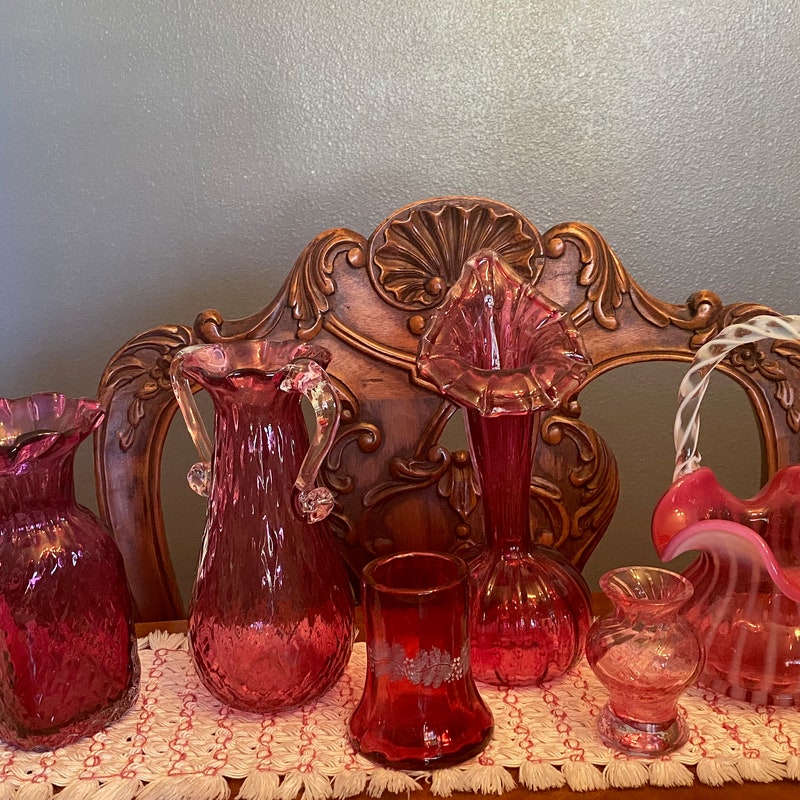 Fenton Cranberry Vases - Etsy