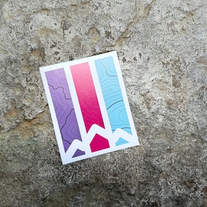 Retro Mountain Topographic Decal - Etsy