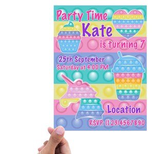 10 pcs Pop it Birthday Invitation cards. Pop it Birthday Party | Etsy
