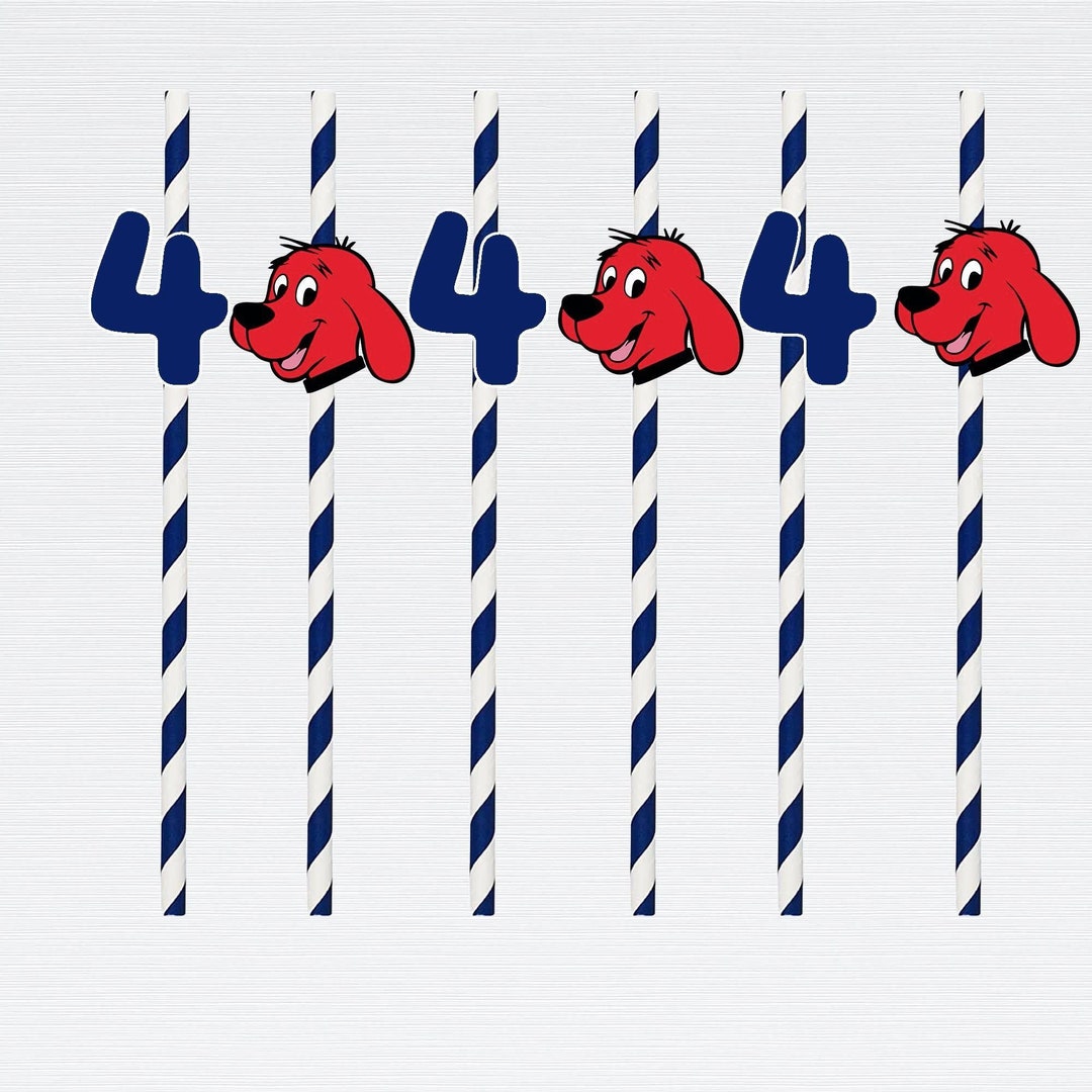 10 Pcs Cartoon Red Dog Straws Cartoon Red Big Dog Straws - Etsy