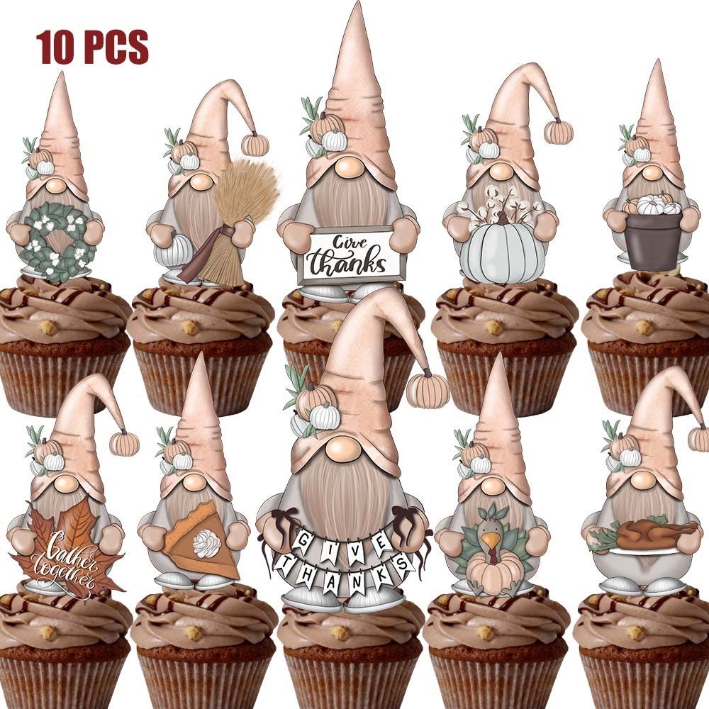 Thanksgiving Gnomes Cupcake Toppers Autumn Thanksgiving - Etsy