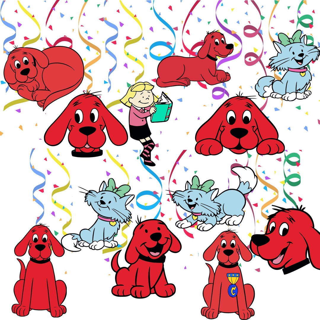 12 Pcs Cartoon Red Dog Party Hanging Swirls Ceiling Streamers Birthday ...