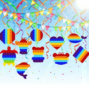 10 Pcs Pop-it Party Hanging Swirls Cute Ceiling Streamers | Etsy