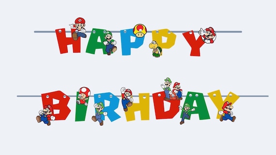 Super-mario Birthday Banner Super-mario Party Supplies - Etsy