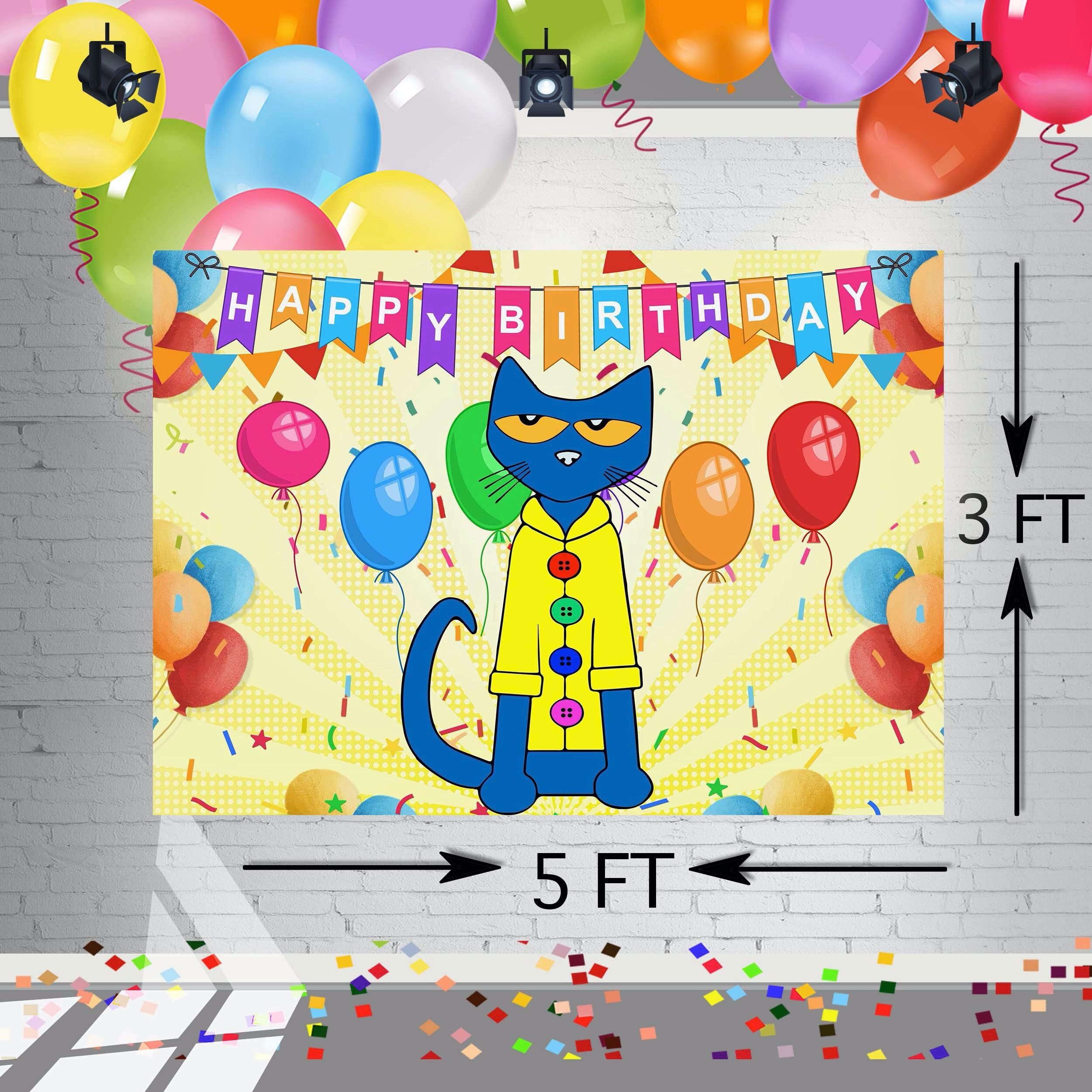 5x3ft Cartoon Blue Cat Backdrop for Birthday Party Decoration. - Etsy