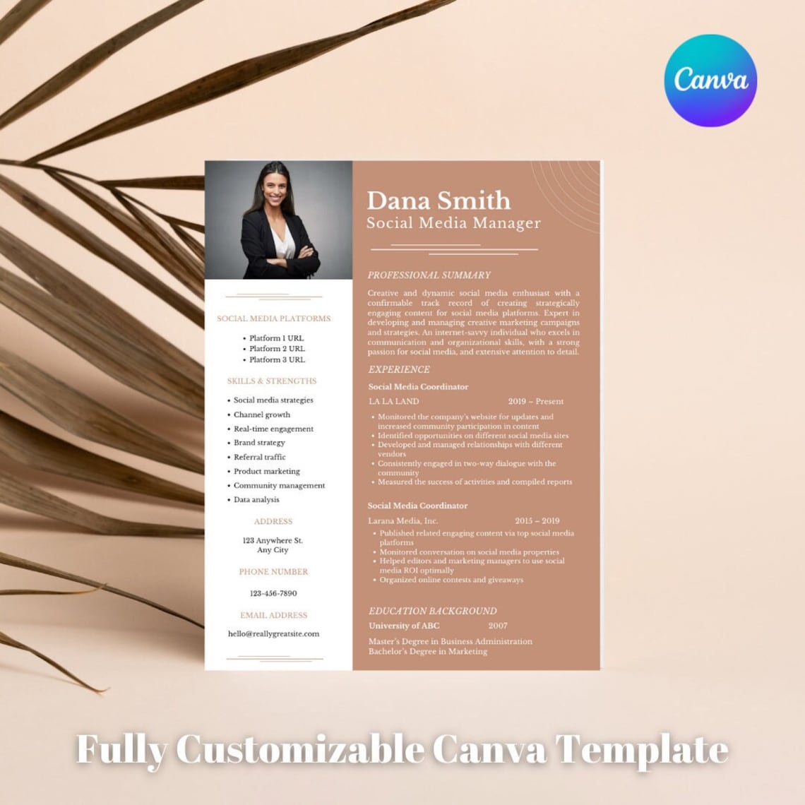 Resume Template Social Media Manager, Minimal Resume Template ...