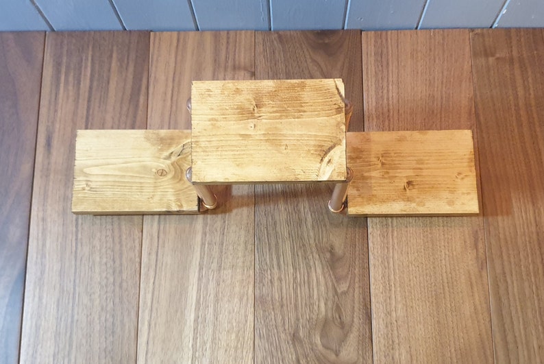 Handmade 3 Tier Copper Pipe Plant Stand With Wax Pine Wood // Small Pot ...