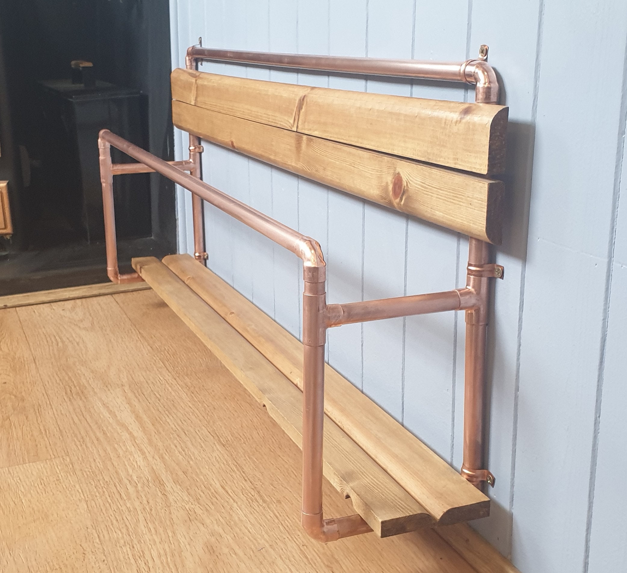 Wall Mounted Shoe Rack, Made With Copper Pipe and Wood - Etsy