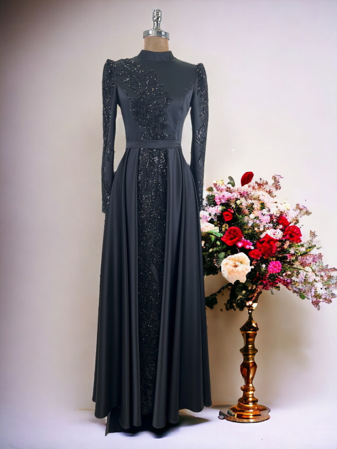 Exclusive Satin / Wedding Dress / Prom Dress / Islamic Cloth / Hijab/ Evening Dress / Modest ...